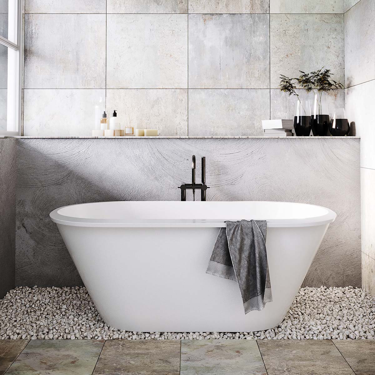 Sinann badekar fra massiv overflate