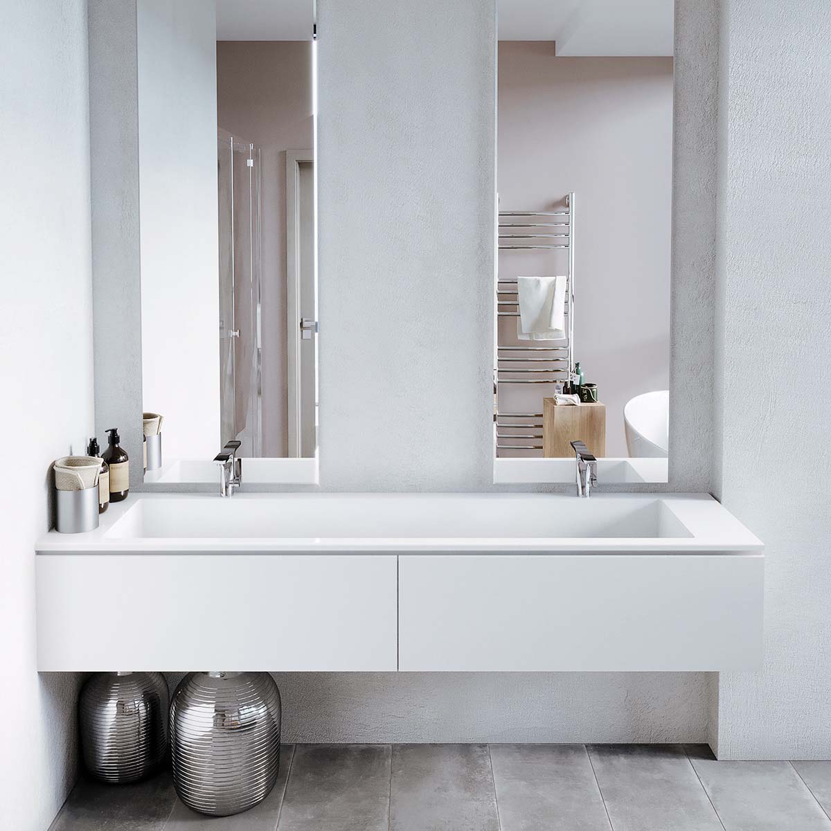 Badevask: Dobbel vask Corian® Delta