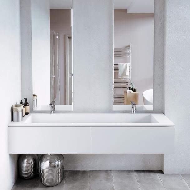 Badevask: Dobbel vask Corian® Delta