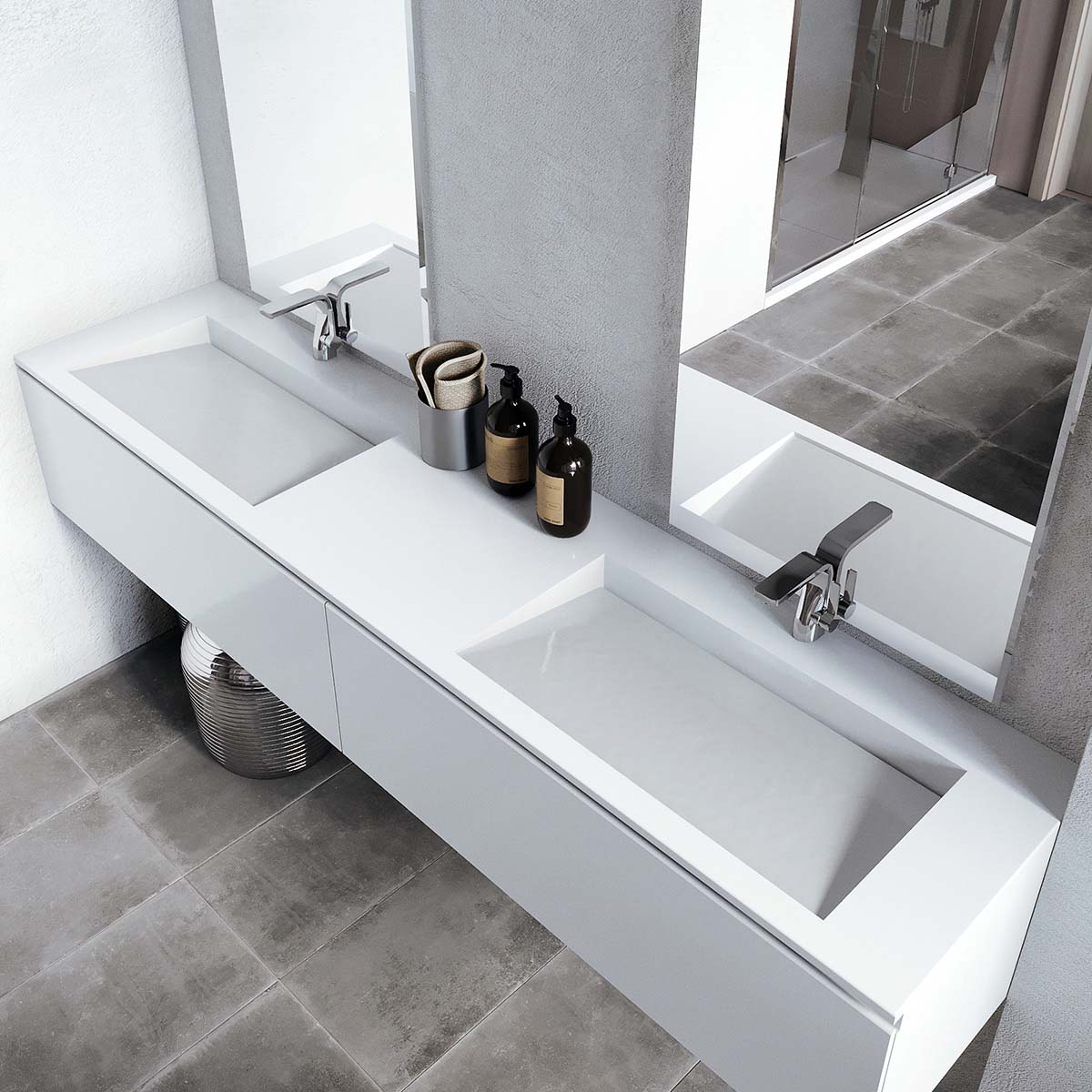 Badevask: Dobbel vask Corian® Simfoni